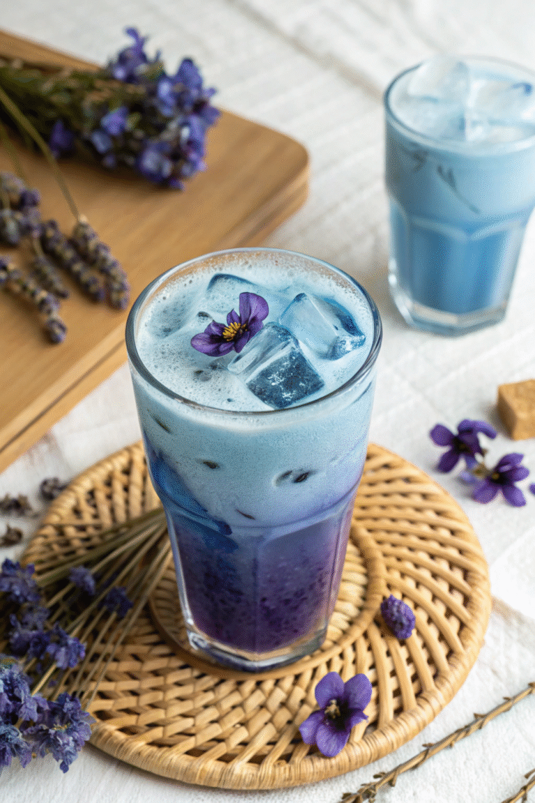 Iced Butterfly Pea Flower Tea Latte